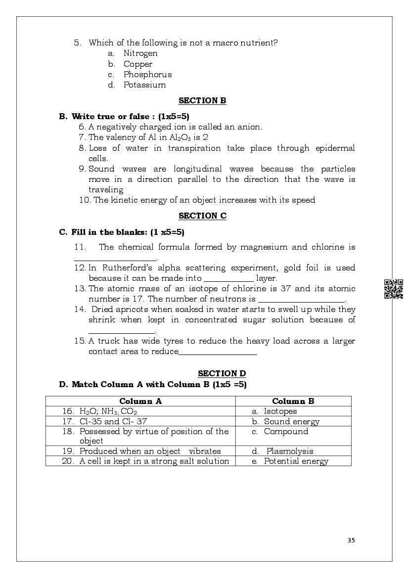 MBOSE Class IX Science Sample Paper 2026 (PDF) - Download Meghalaya ...