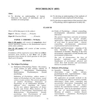 ISC Class 12 Psychology Syllabus 2020
