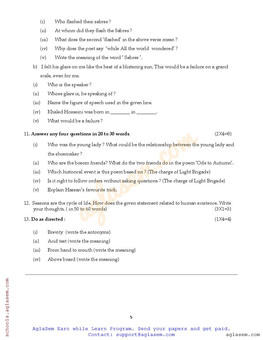 Class 8 English Sample Paper Half Yearly Exam 2025 8th English Half Class 8 English Sample Paper Half Yearly Exam 2025 8th English Half