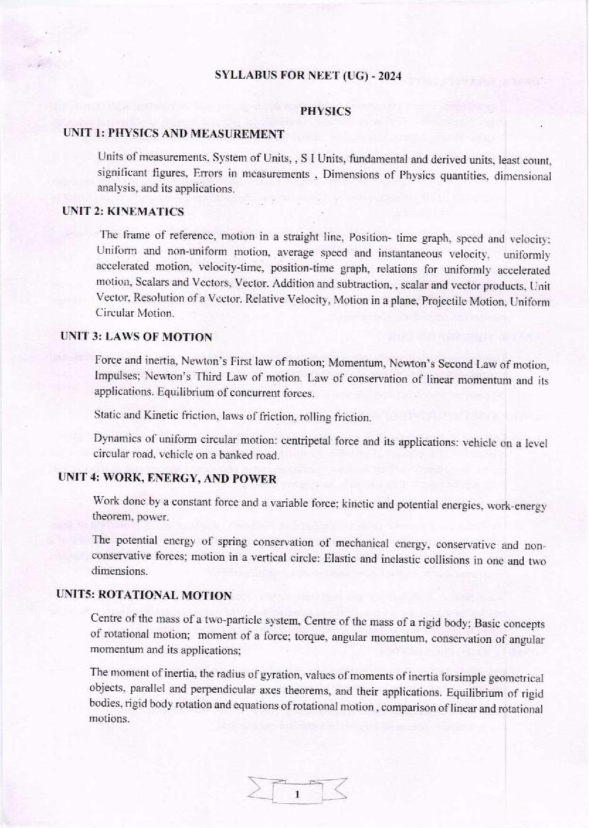 NEET Syllabus 2024, 2025 (PDF by NTA) - Biology, Physics, Chemistry ...