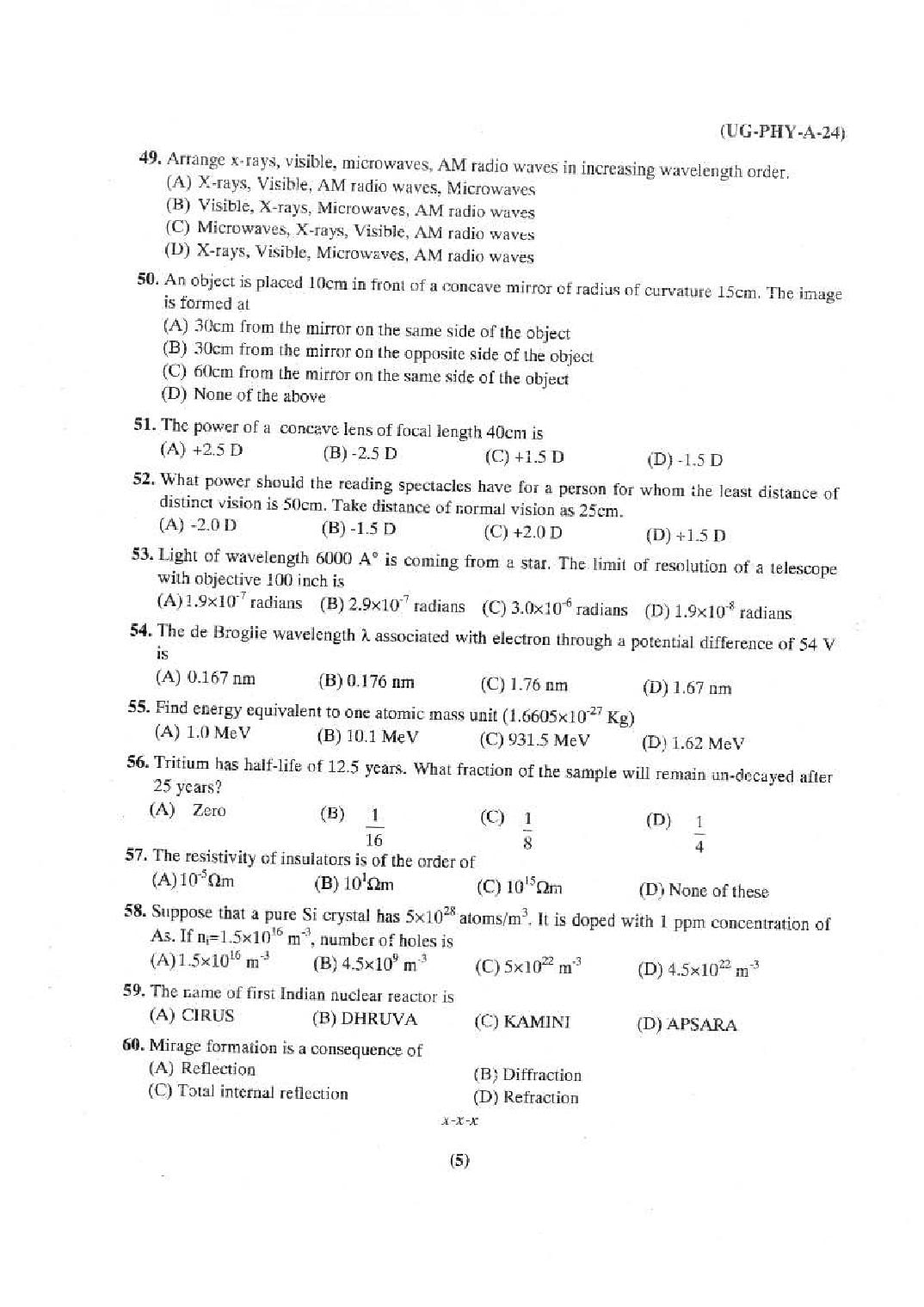 PU CET 2024 Question Paper (PDF) - Download Here - AglaSem Admission