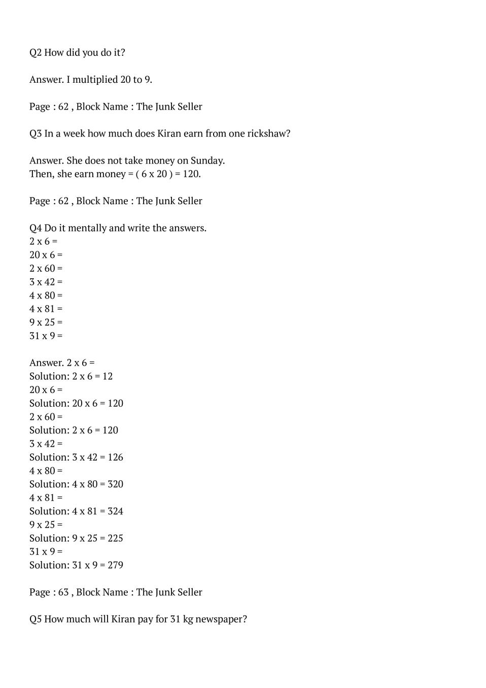 NCERT Solutions For Class 4 Maths Chapter 6 The Junk Seller PDF 