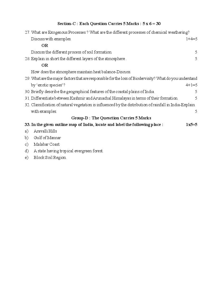 TBSE Class 11 Model Question Paper 2021 for Geography – Download Sample ...