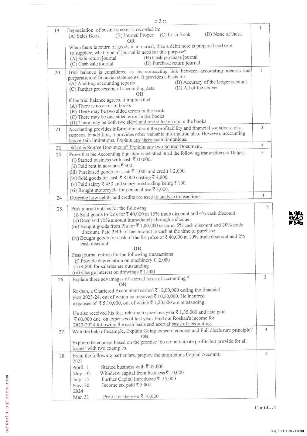 Class 11 Accountancy Mid Term Question Paper 2025 | Download 11th Term ...