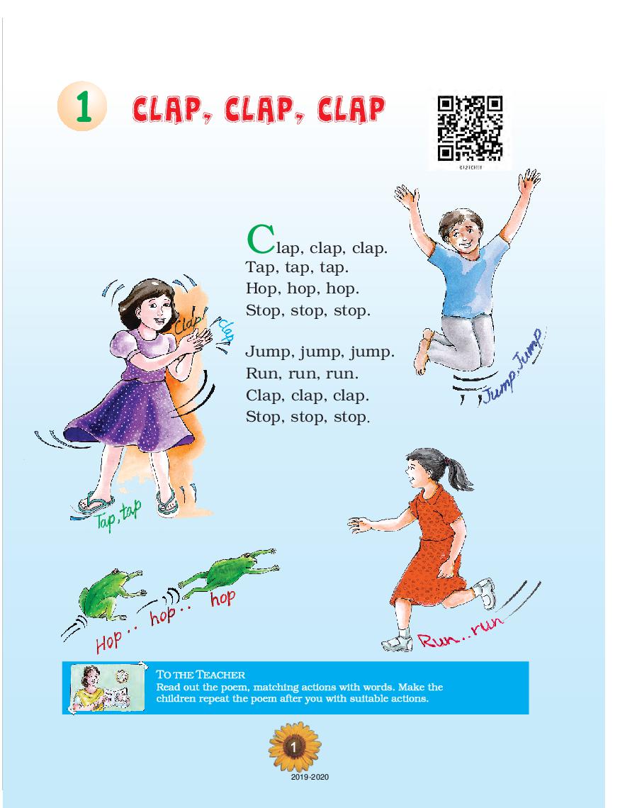 CBSE Class 1 English Raindrops Chapter 1 Clap Clap Clap CBSE 