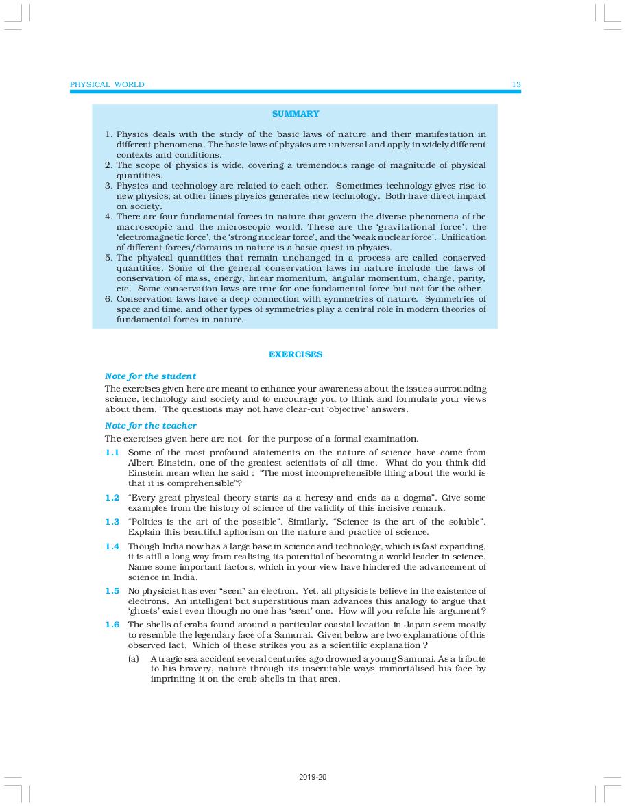 RBSE Book Class 11 Physics Chapter 1 Physical World Hindi English