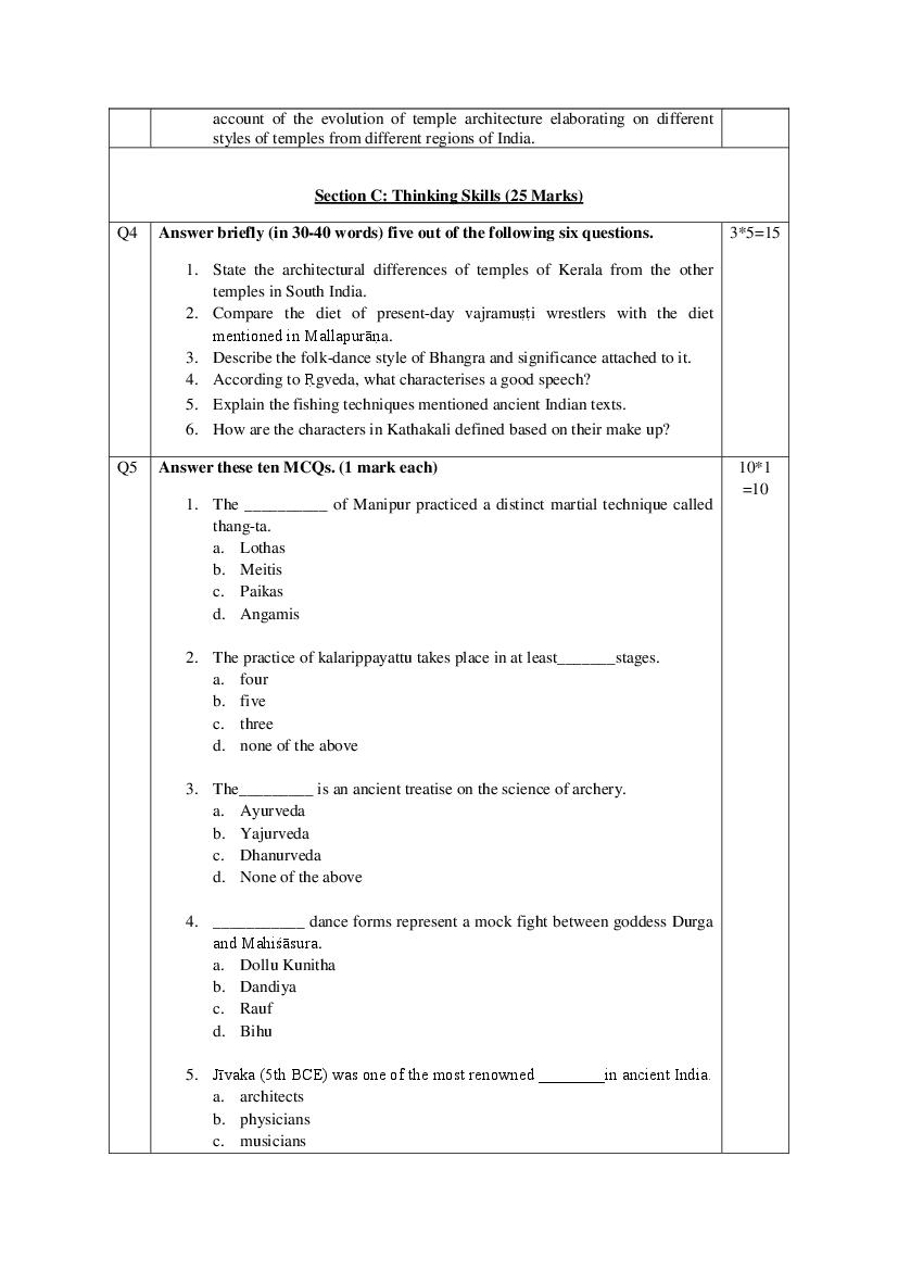 CBSE Class 12 Knowledge Traditions And Practices Of India Sample Paper CBSE Class 12 Knowledge Traditions And Practices Of India Sample Paper