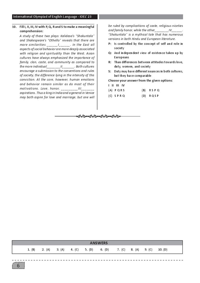 Silverzone IOEL Sample Paper 2024 25 For Class 5 International