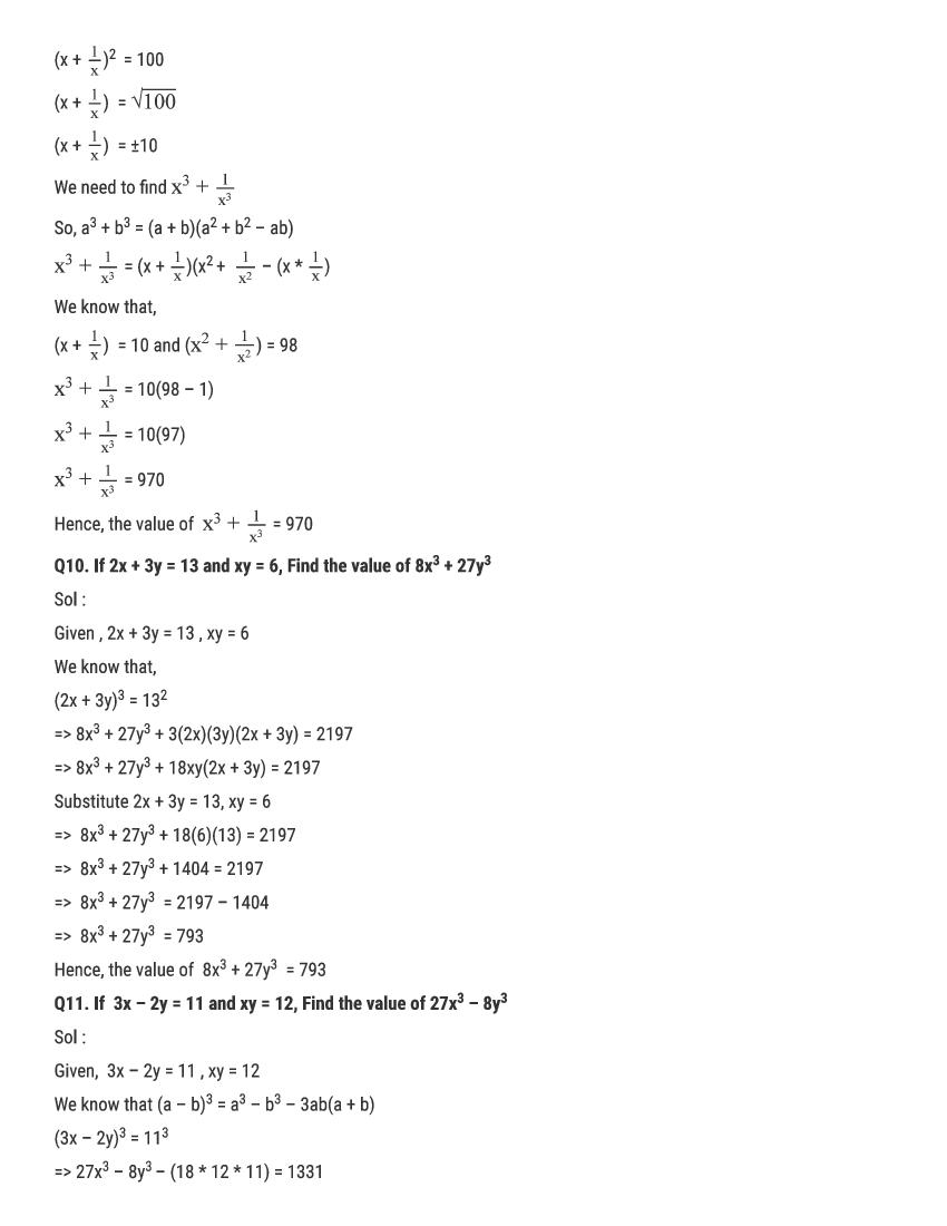 RD Sharma Solutions For Class 9 Algebraic Identities Exercise 4 3 PDF RD Sharma Solutions For Class 9 Algebraic Identities Exercise 4 3 PDF