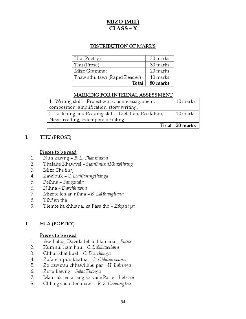 MBOSE SSLC Syllabus 2023 PDF Meghalaya Board Class 10th Syllabus
