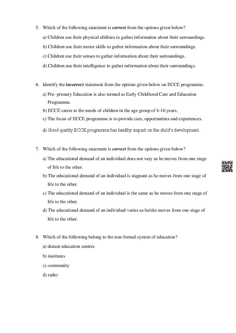 MBOSE Class XI Education Sample Paper 2026 (PDF) - Download Meghalaya ...
