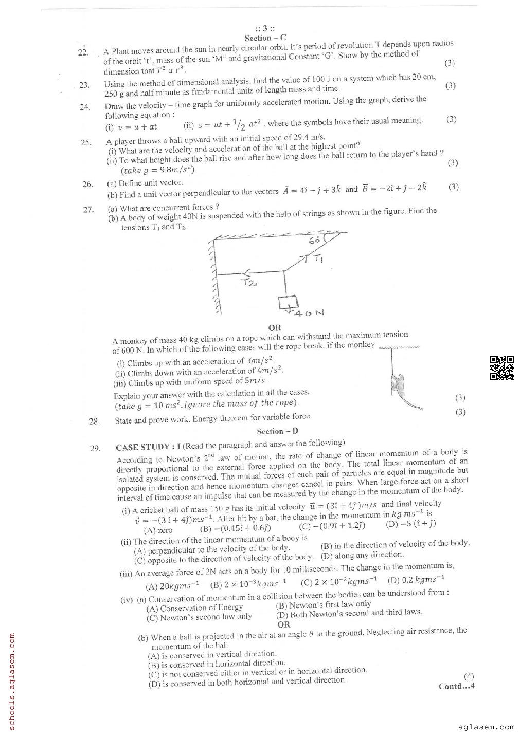 Class 11 Physics Mid Term Question Paper 2025 | Download 11th Term 1 Exam Paper PDF - AglaSem