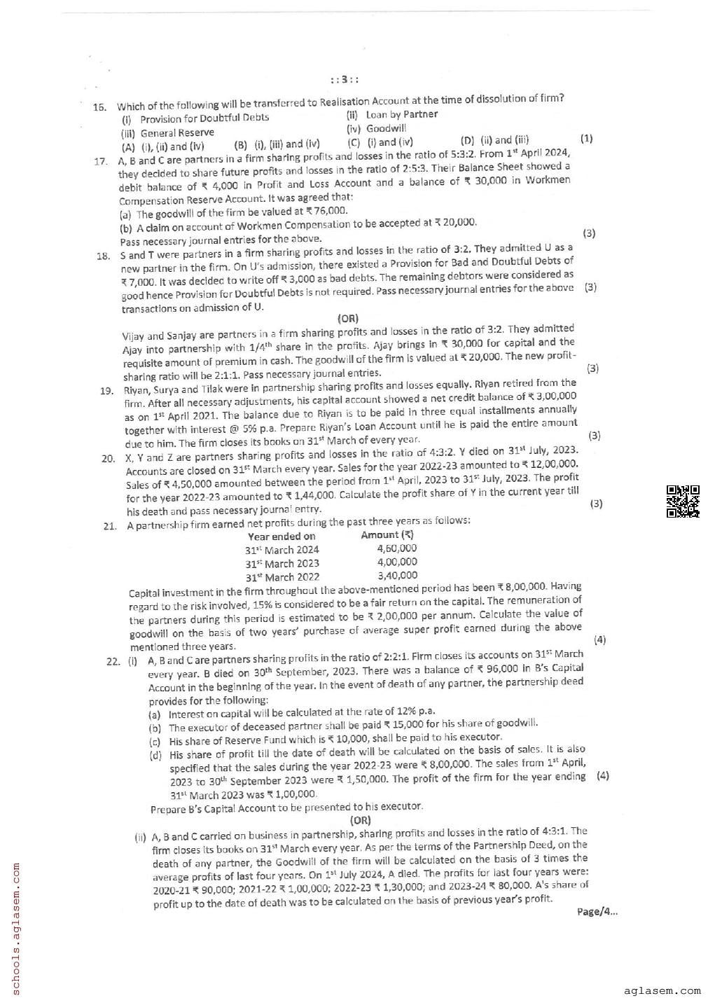 Class 12 Accountancy Mid Term Question Paper 2025 | Download 12th Term 1 Exam Paper PDF - AglaSem