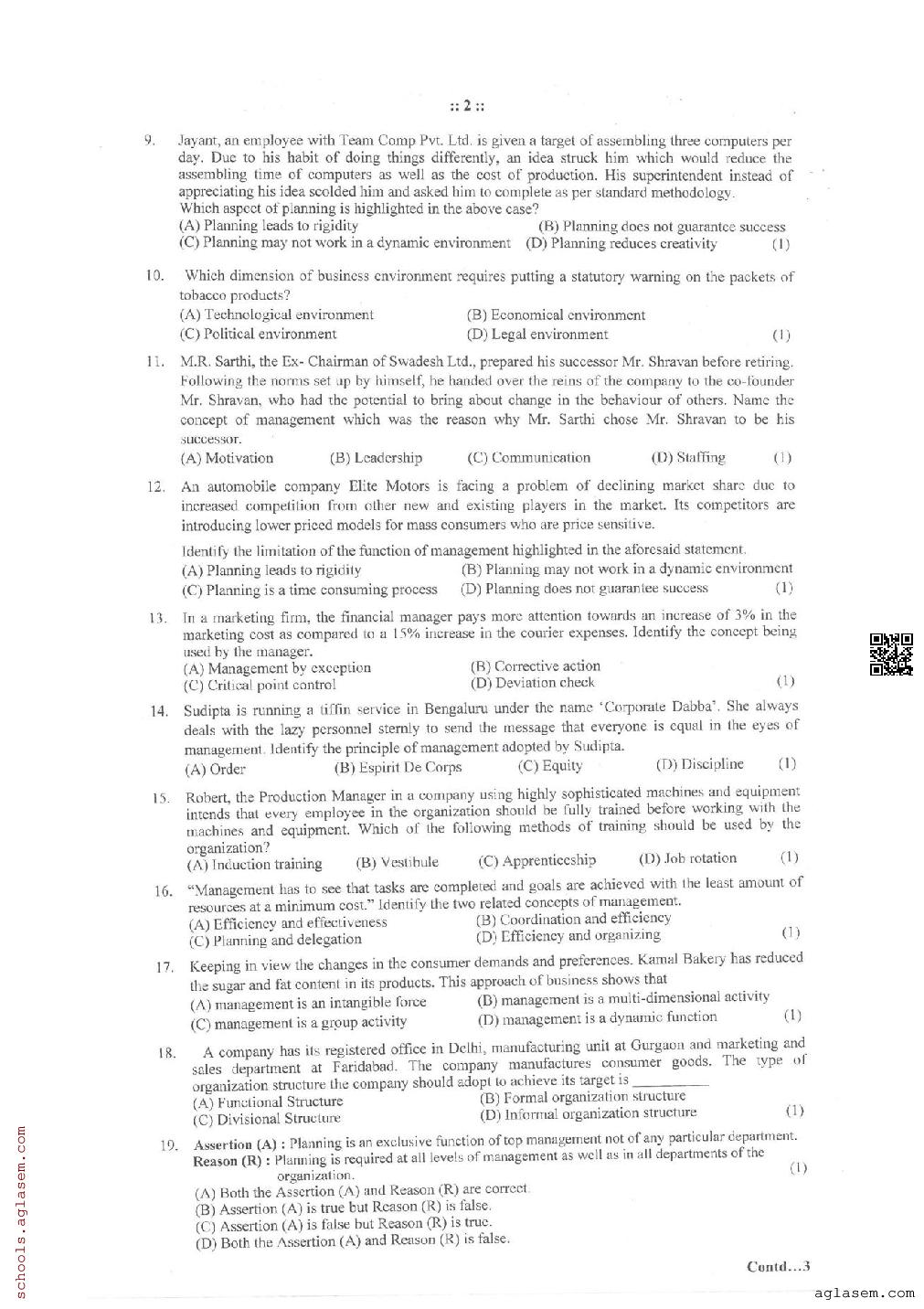 Class 12 Business Studies Mid Term Question Paper 2025 | Download 12th ...