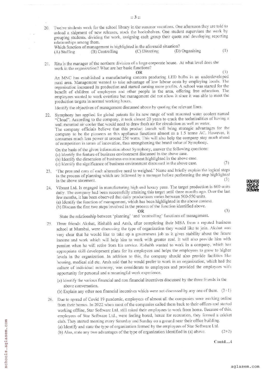 Class 12 Business Studies Mid Term Question Paper 2025 | Download 12th ...