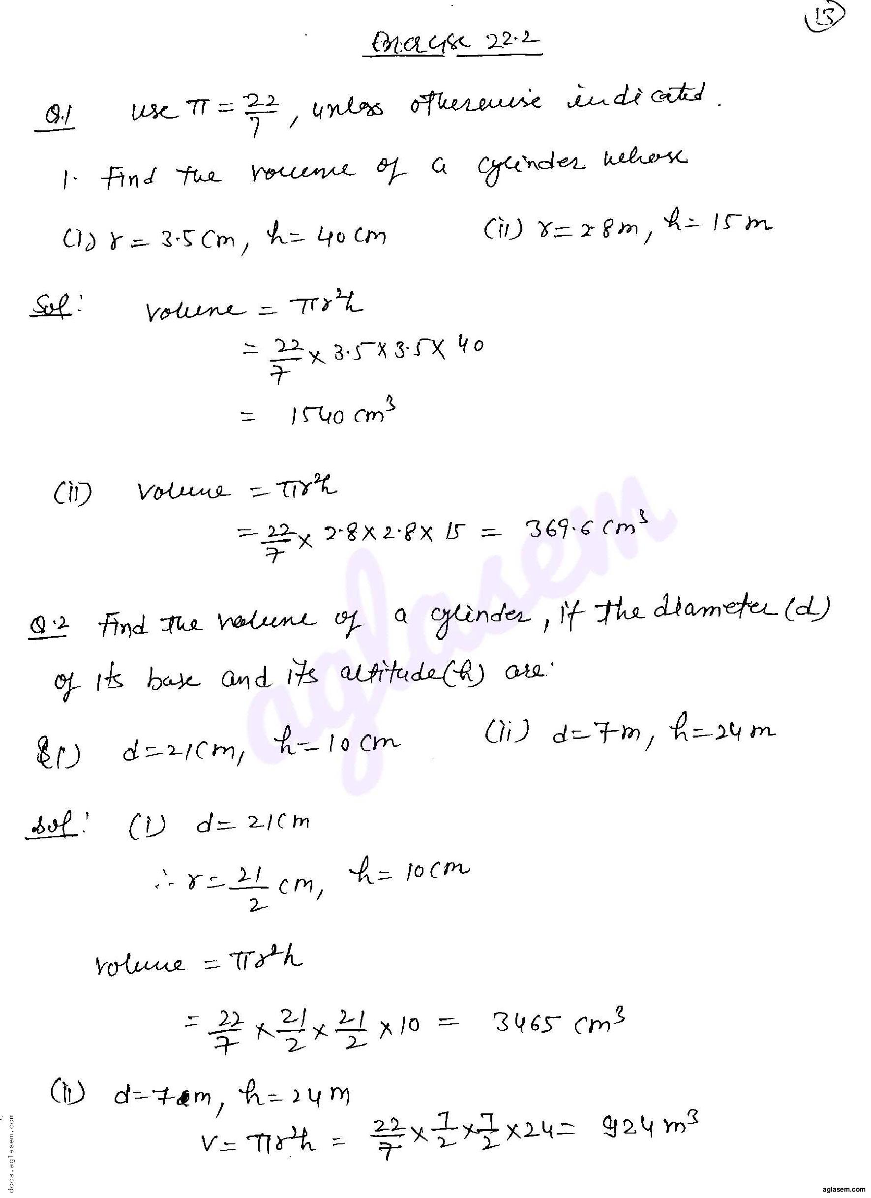 RD Sharma Solutions Class 8 Chapter 22 Mensuration III Surface Area And RD Sharma Solutions Class 8 Chapter 22 Mensuration III Surface Area And