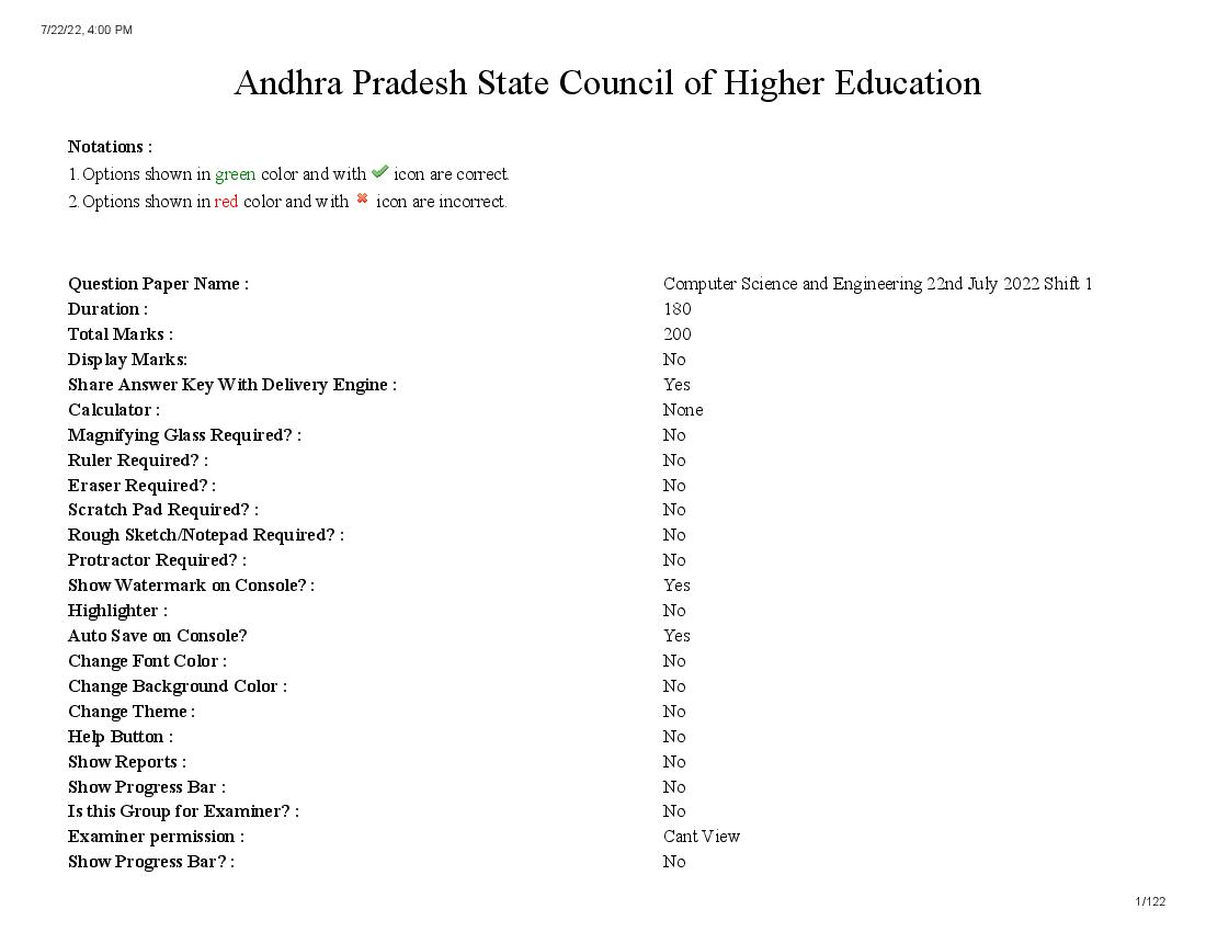 AP ECET 2022 Question Paper With Answer Key Computer Science And