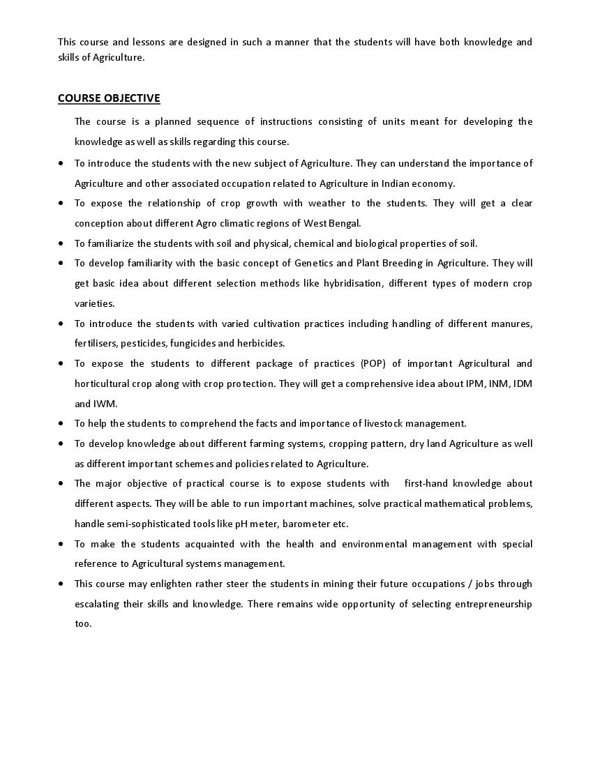 WBCHSE Class 12 Agriculture Syllabus 2024 (PDF) - West Bengal Board ...
