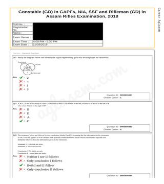 SSC GD Constable 2018 Question Paper with Answers 11 March 2019 Shift 3