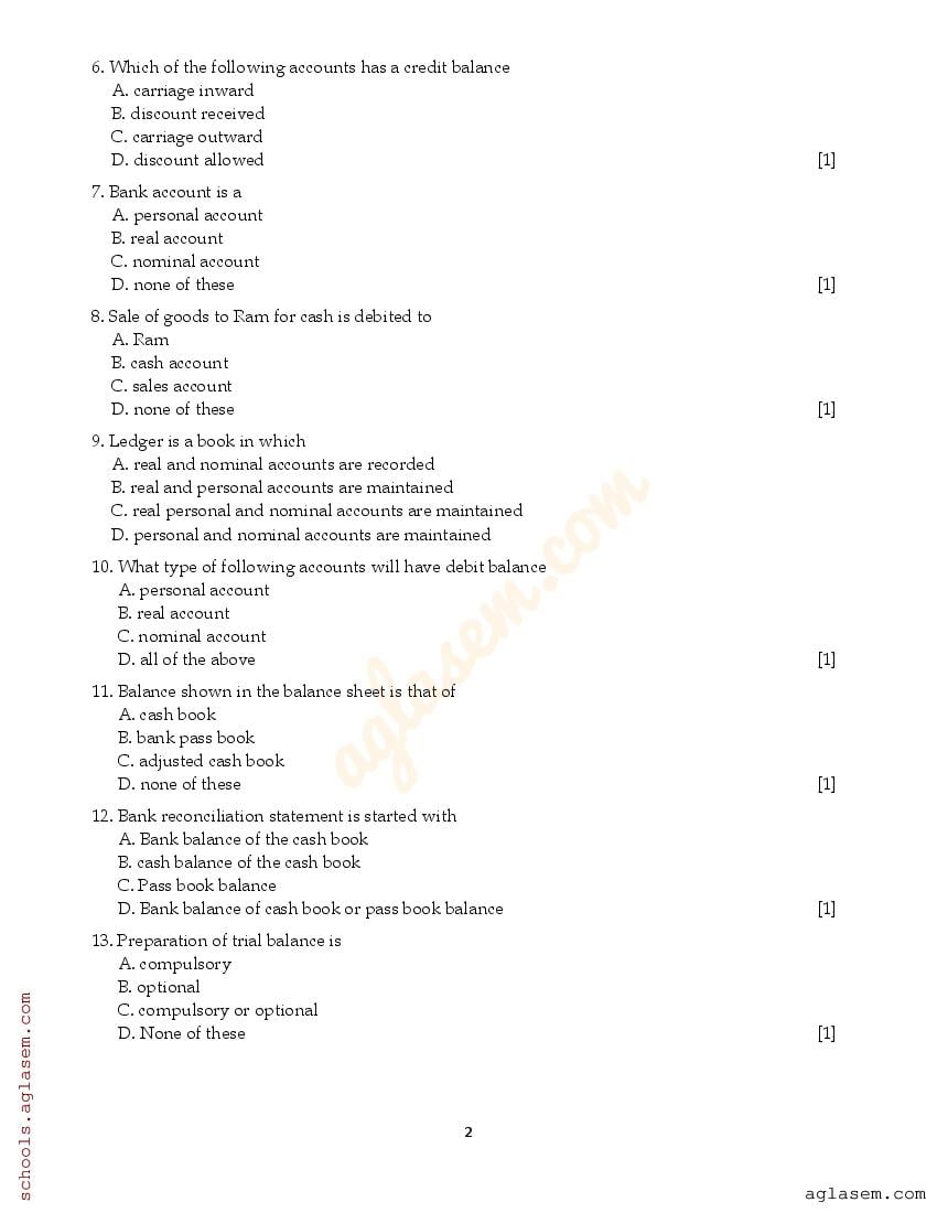 Class 11 Accountancy Question Paper 2023 (PDF) - 11th Annual Exam Accountancy Question Paper