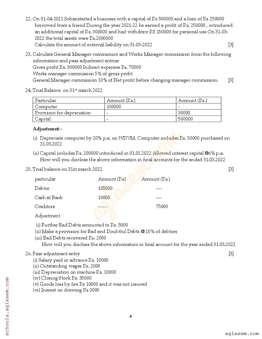 Class 11 Accountancy Question Paper 2023 (PDF) - 11th Annual Exam ...
