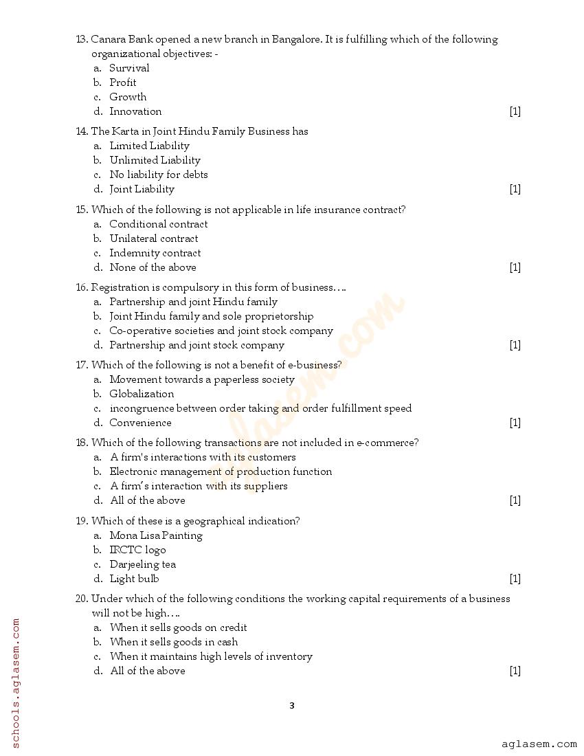 Class 11 Business Studies Question Paper 2023 (PDF) - 11th Annual Exam ...