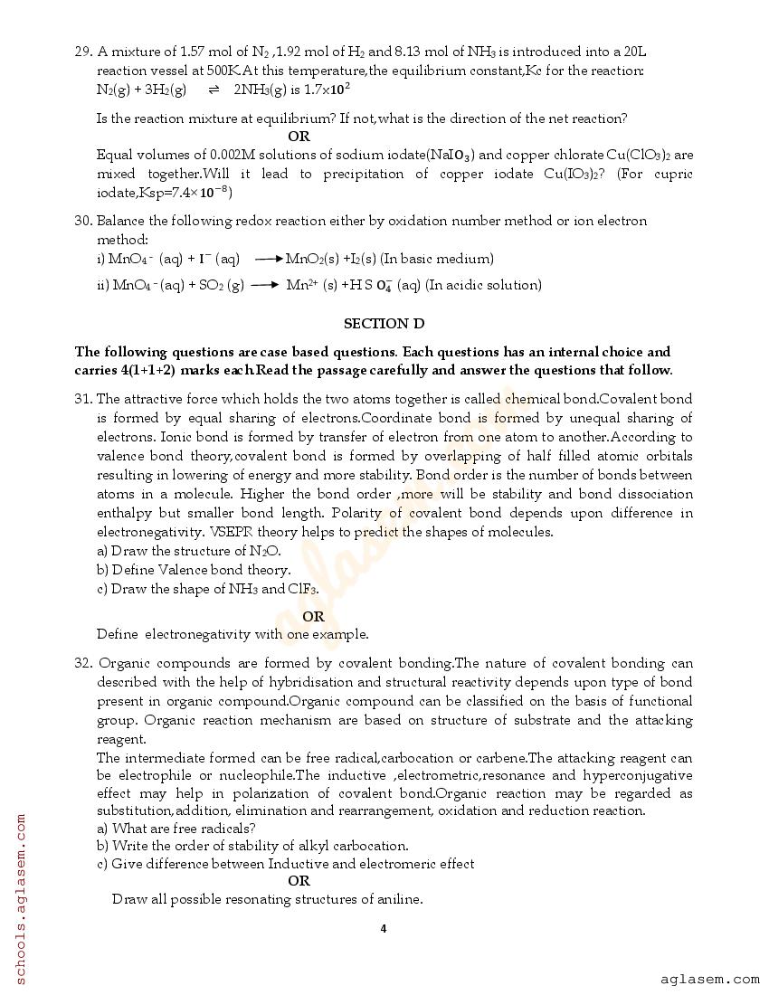 Class 11 Chemistry Question Paper 2023 (PDF) - 11th Annual Exam ...