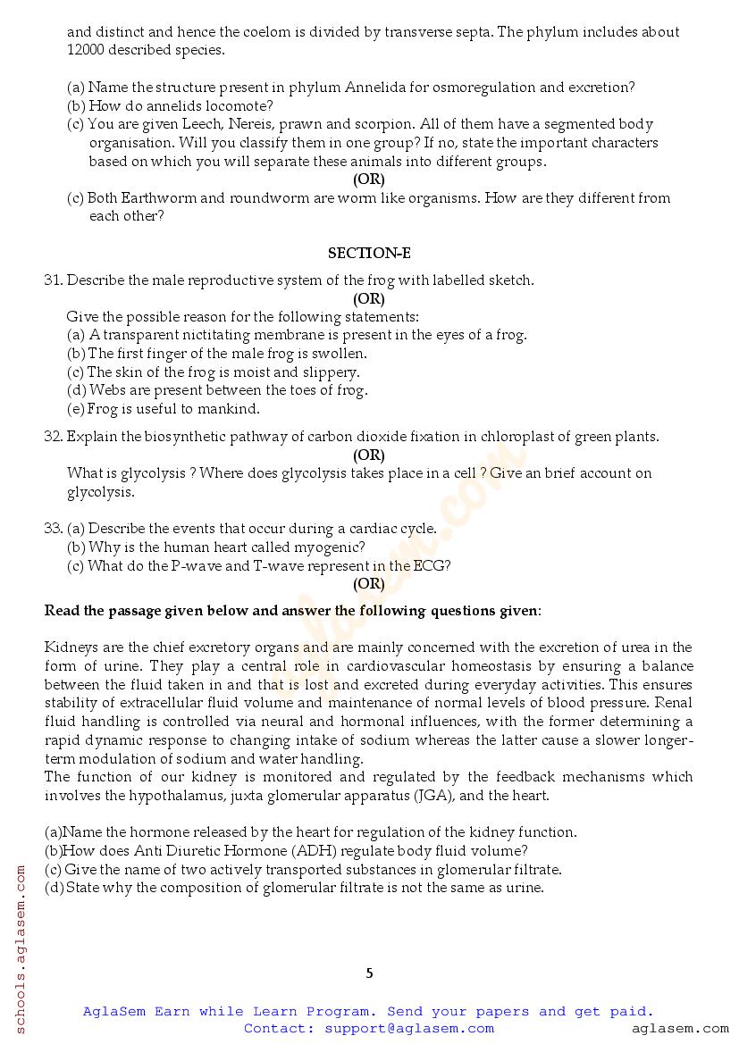 Class 11 Biology Question Paper 2023 (PDF) - 11th Annual Exam Biology ...