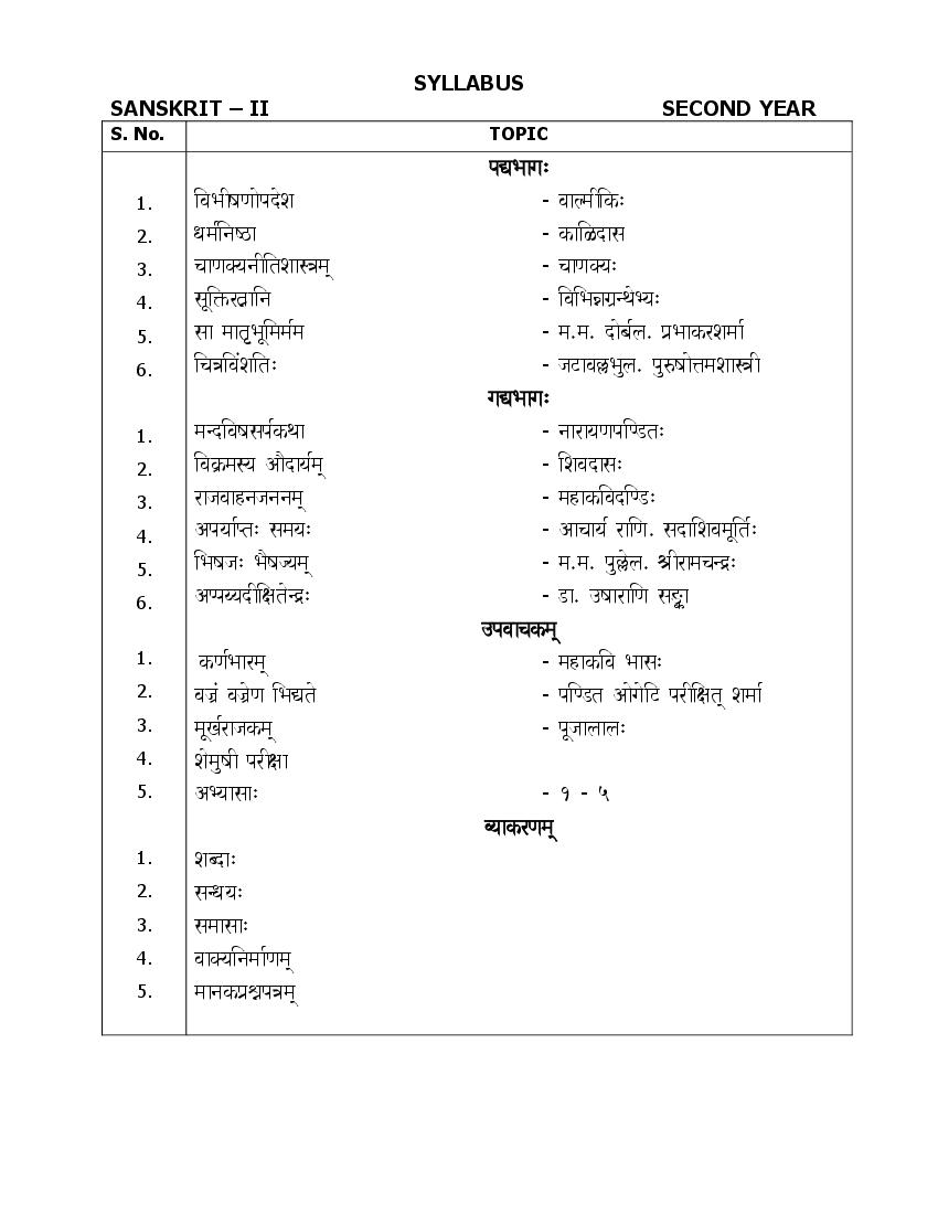 AP Inter 2nd Year Syllabus 2023 Sanskrit AP Inter 2nd Year Syllabus 2023 Sanskrit