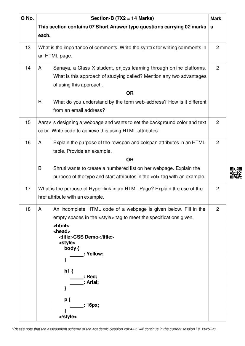 CBSE Class 10 Computer Application Sample Paper 2026 (Solved) PDF ...