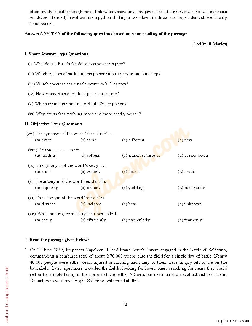 Class 9 English Sample Paper Half Yearly Exam 2025 9th English Half