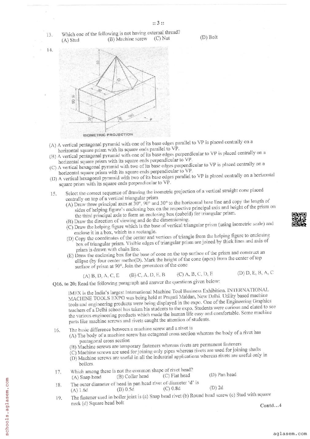 Class 12 Engineering Graphics Mid Term Question Paper 2025 | Download ...