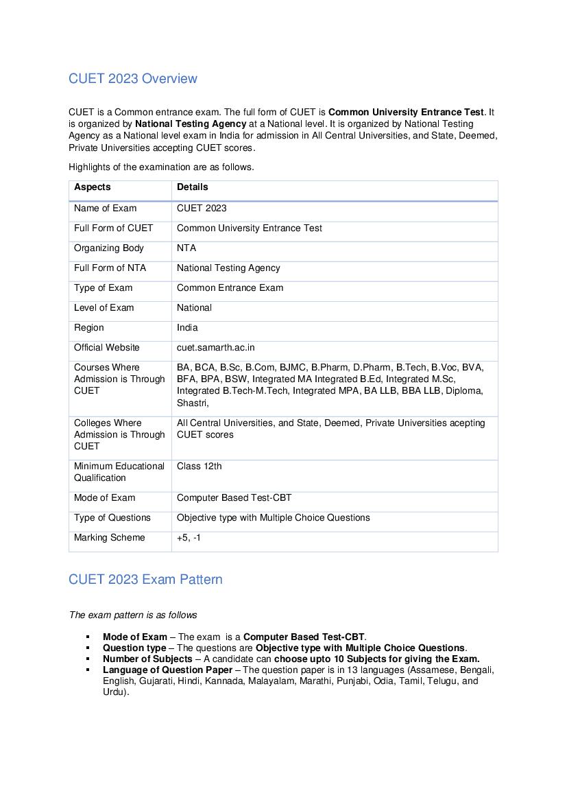 CUET General Test Sample Paper 2023 Download CUET Sample Paper PDF