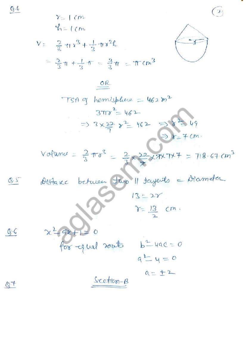 Class 10 Maths Basic Answer Key Solution For Term 2 CBSE Board Exam Class 10 Maths Basic Answer Key Solution For Term 2 CBSE Board Exam