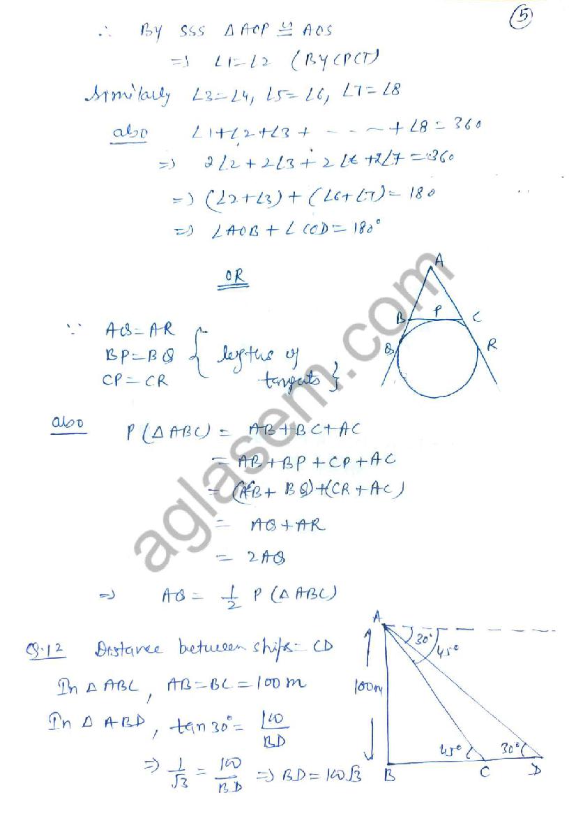 Class 10 Maths Basic Answer Key Solution For Term 2 CBSE Board Exam 
