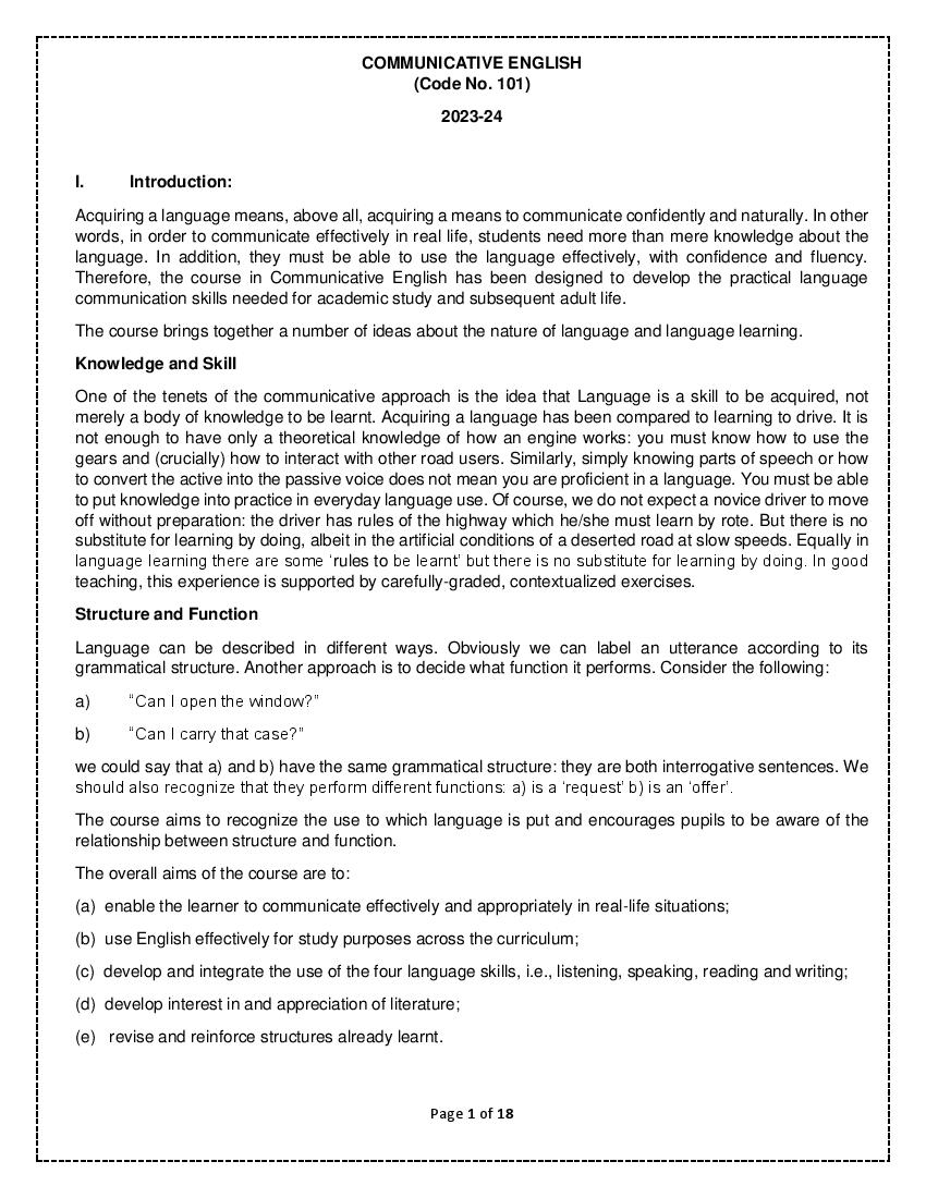CBSE Class 10 English Communicative Syllabus 2023 24 PDF Download Here