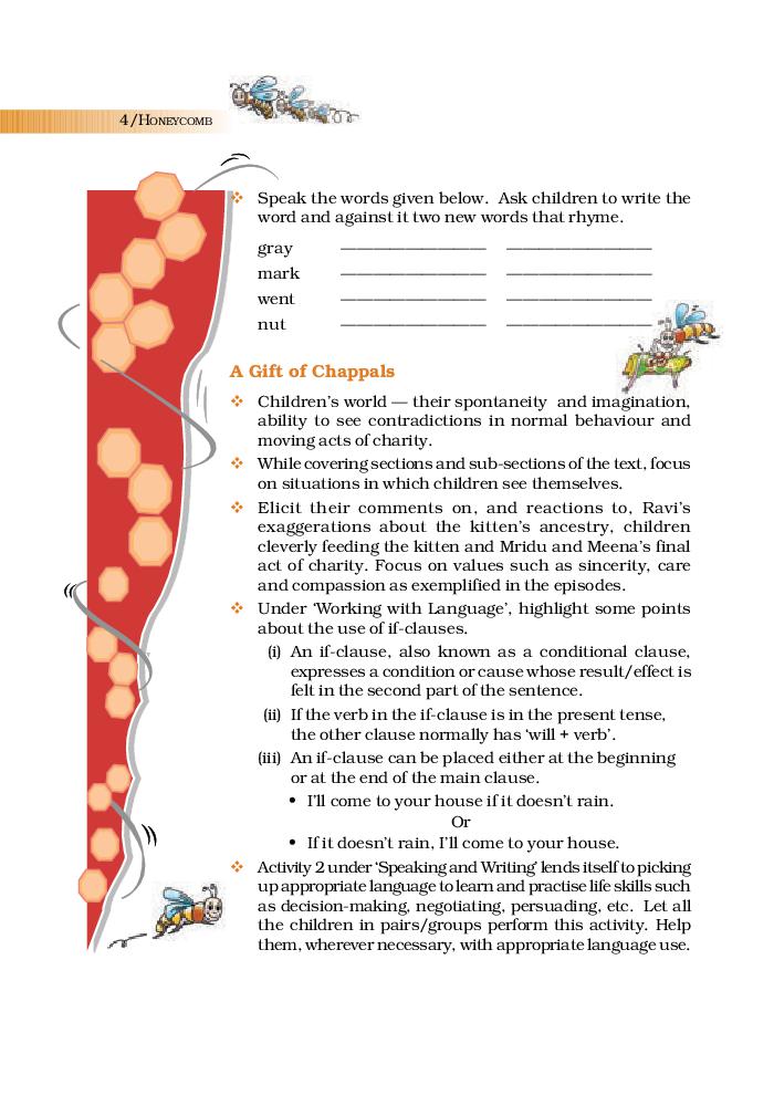 NCERT Book Class 7 English Honeycomb Chapter 1 Three Questions 