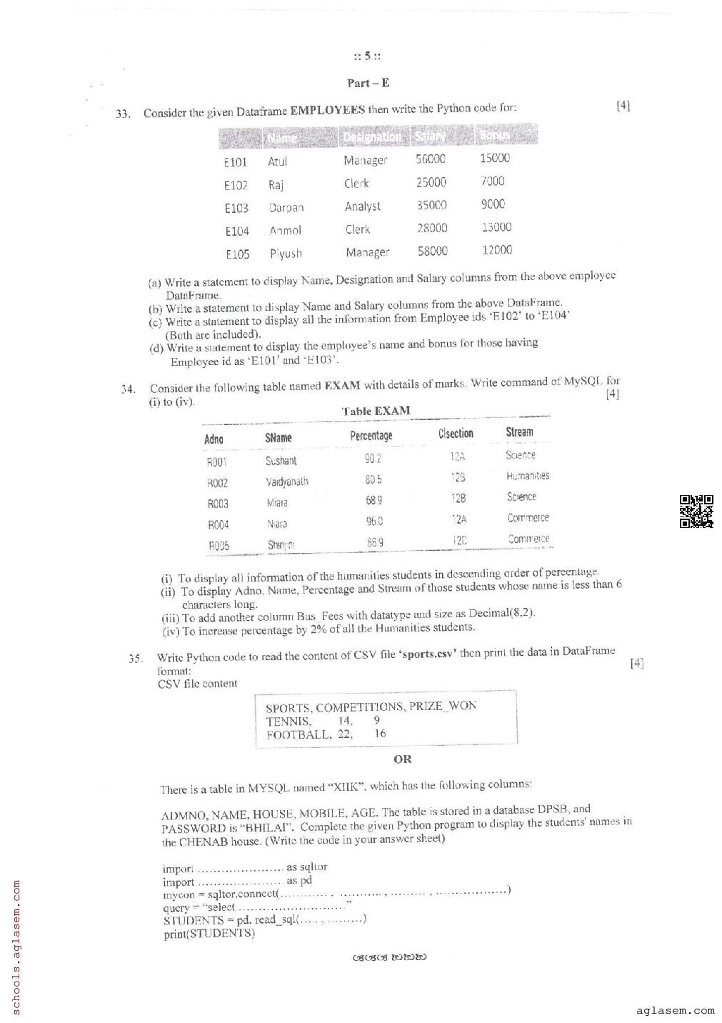Class 12 Informatics Practices Mid Term Question Paper 2025 | Download ...