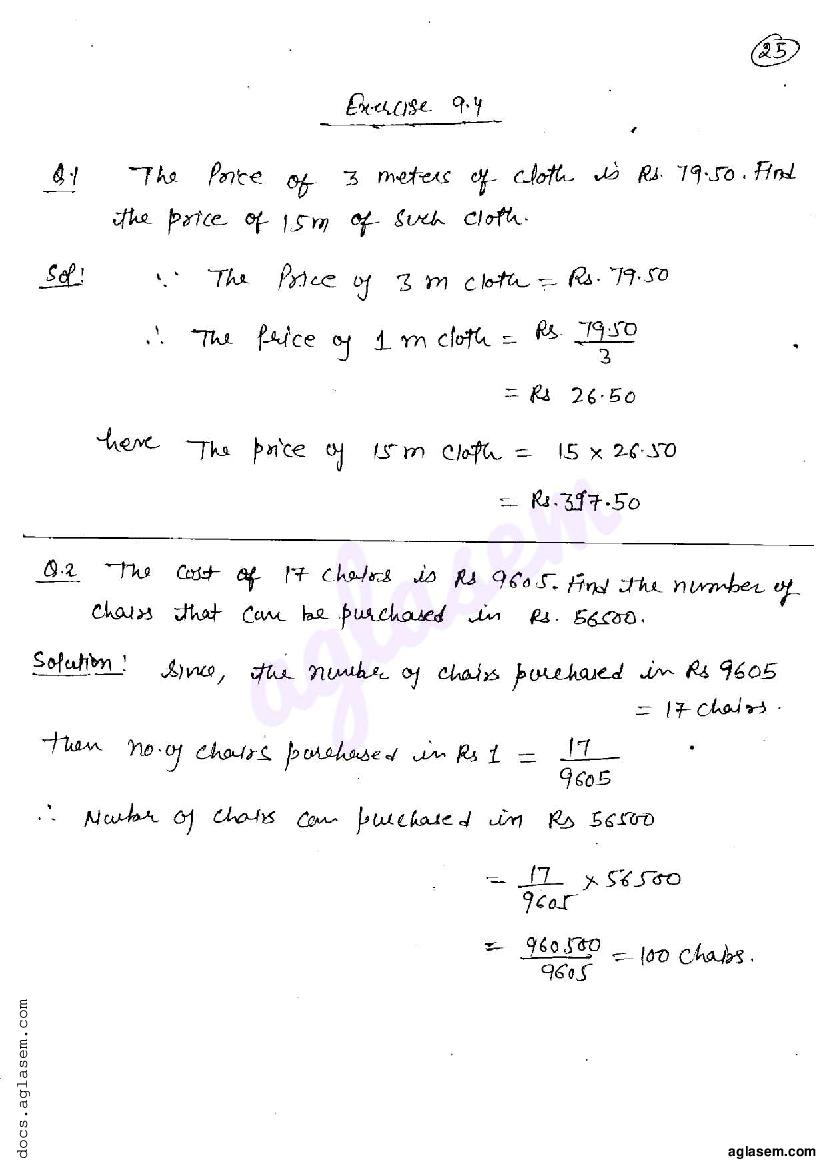 RD Sharma Solutions Class 6 Maths Chapter 9 Ratio Proportion And