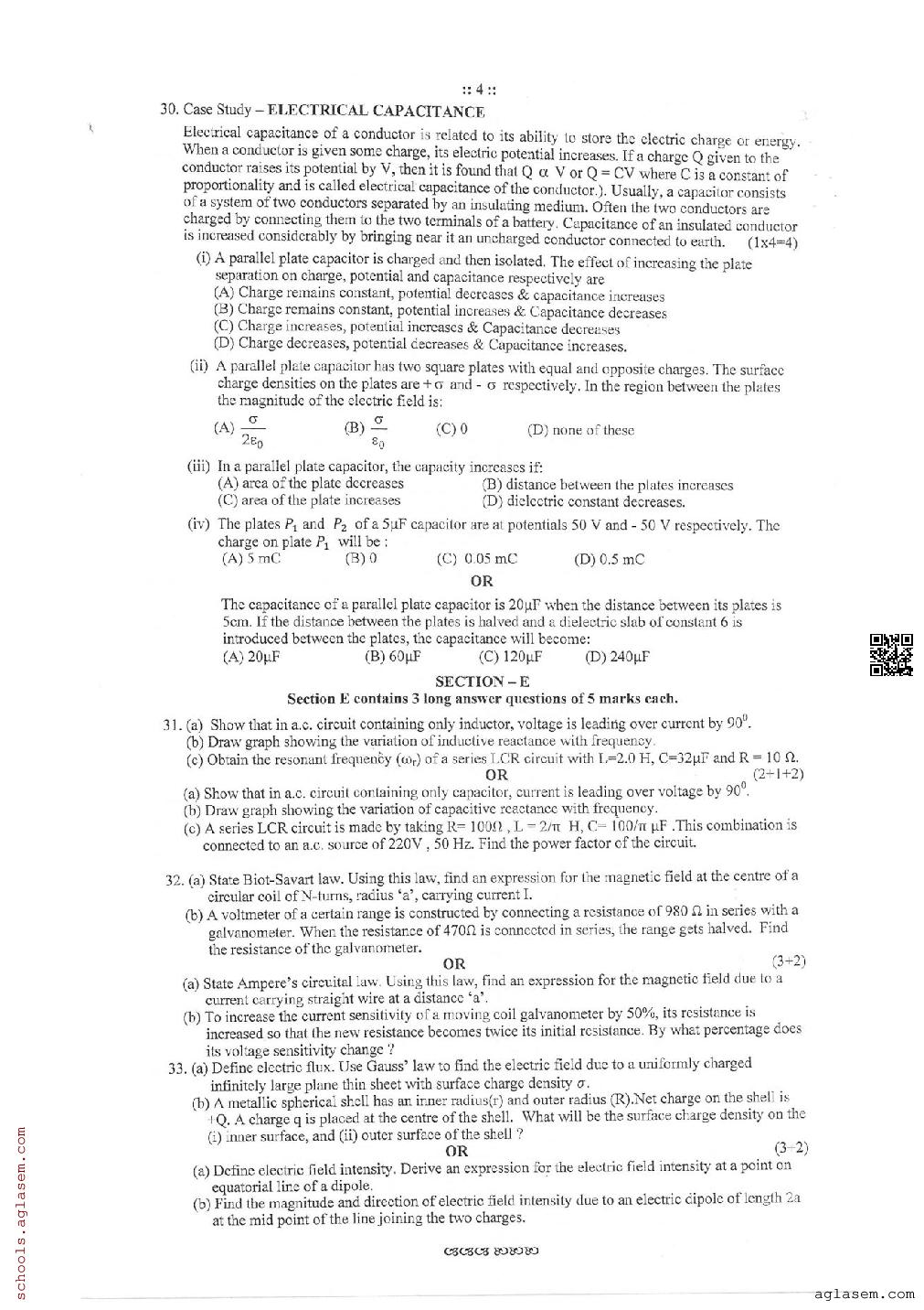 Class 12 Physics Mid Term Question Paper 2025 | Download 12th Term 1 Exam Paper PDF - AglaSem