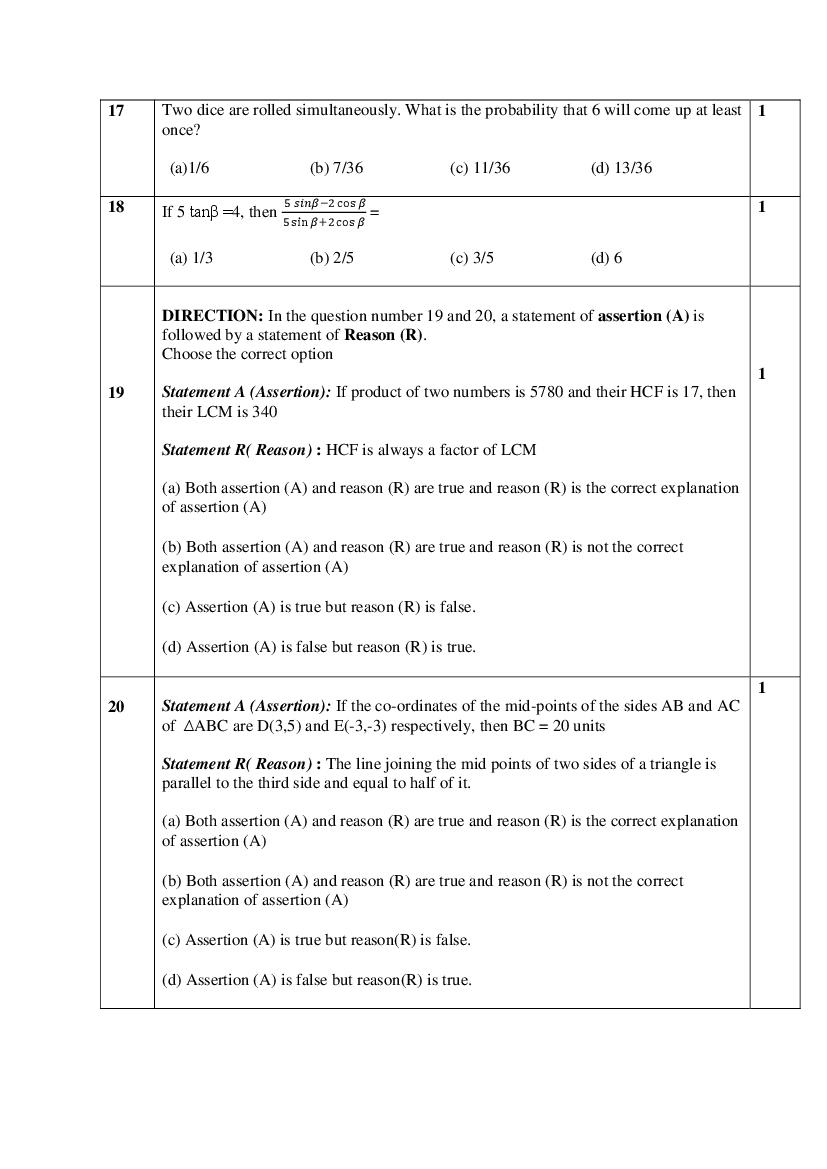 CBSE Class 10 Maths Standard Sample Paper 2023 PDF Class 10 Maths CBSE Class 10 Maths Standard Sample Paper 2023 PDF Class 10 Maths