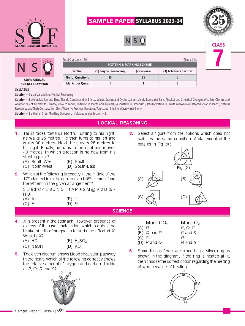 SOF NSO Sample Paper 2024 Class 7 SOF NSO Sample Paper 2024 Class 7