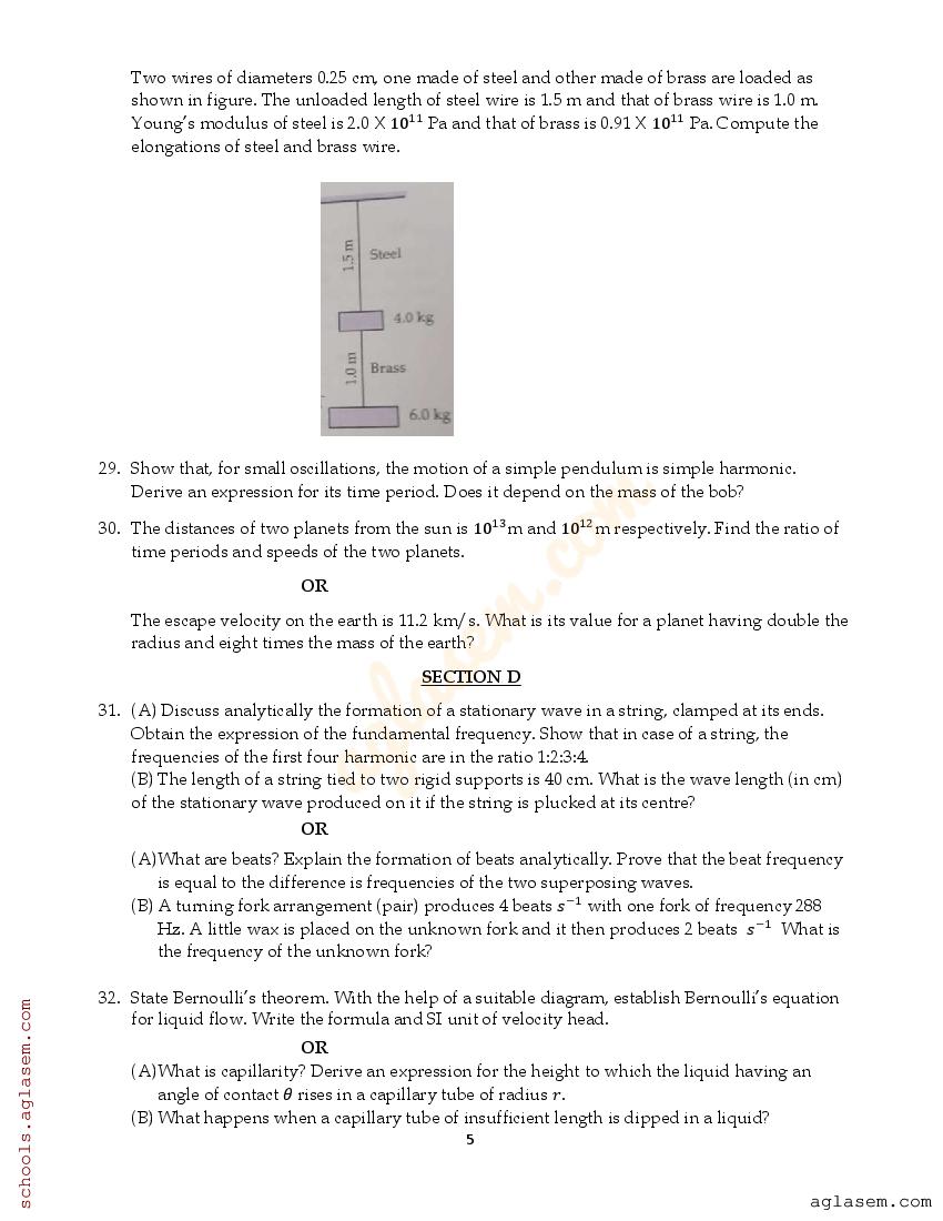 Class 11 Physics Question Paper 2023 (PDF) - 11th Annual Exam Physics Question Paper