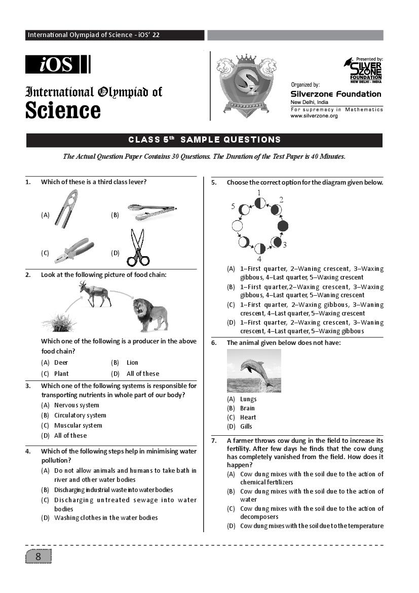 SilverZone IOS Sample Paper 2022 Class 5