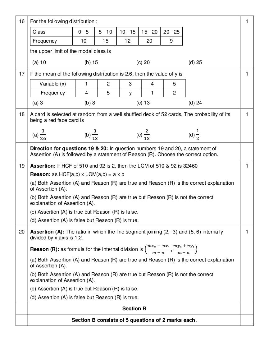 CBSE Class 10 Maths Basic Sample Paper 2023 PDF Class 10 Maths CBSE Class 10 Maths Basic Sample Paper 2023 PDF Class 10 Maths