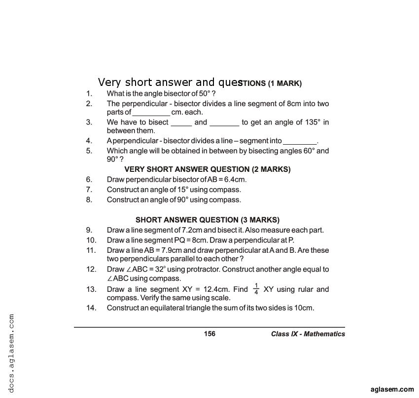 Class 9 Maths Extra Questions Chapter 11 Construction Class 9 Maths Extra Questions Chapter 11 Construction