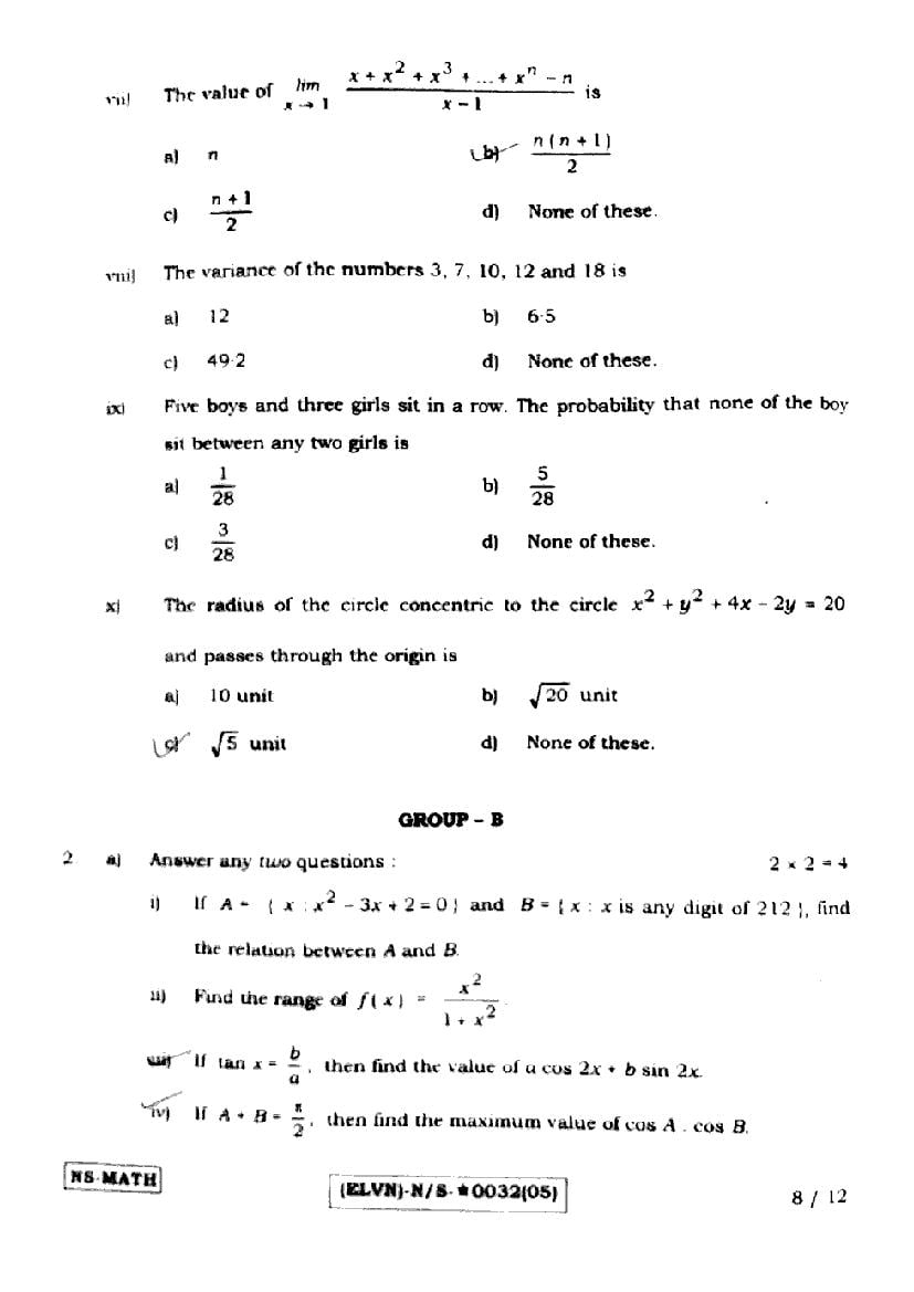 WB Class 11 Maths Question Paper 2024 (PDF) - Download WBCHSE Class 11 ...