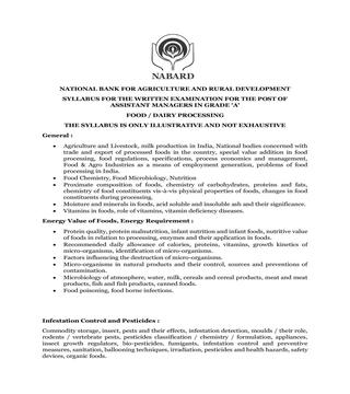 NABARD Grade A Syllabus 2020 Food Dairy Processing