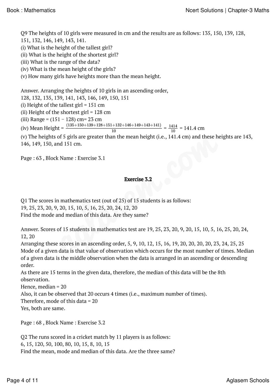 CBSE Class 7 Maths Chapter 3 Data Handling Solutions CBSE Study Group