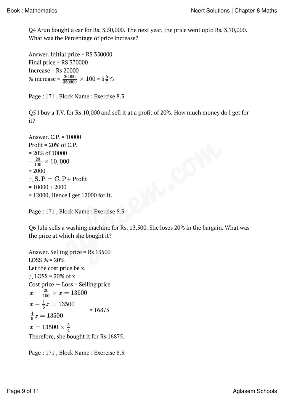 NCERT Solutions For Class 7 Maths Chapter 7 Comparing Quantities PDF NCERT Solutions For Class 7 Maths Chapter 7 Comparing Quantities PDF